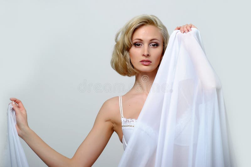 Blonde in a Silk Dressing Gown Stock Photo - Image of blonde, fresh ...