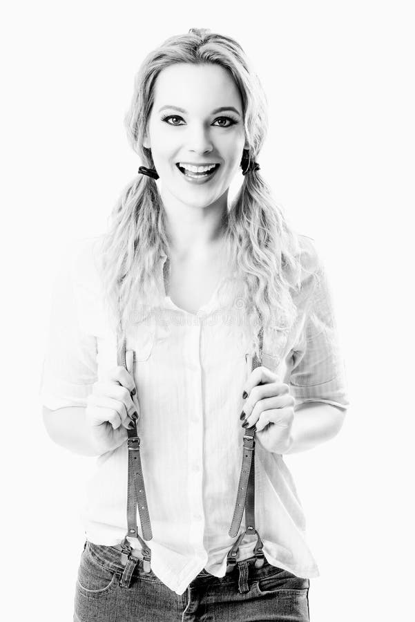 Blonde Smiling Fashion Model, High-key Image Stock Image - Image of ...