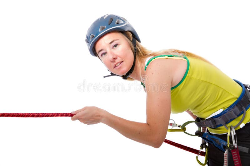 Blonde steigende Frau stockbild. Bild von aufstieg, steigen - 26675893