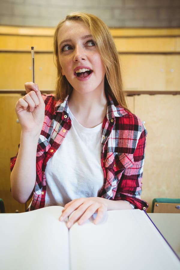 Blonde Student Asking a Question during Class Stock Image - Image of ...