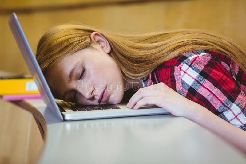 Student Sleeping In The Computer Room Stock Photo - Image of side ...
