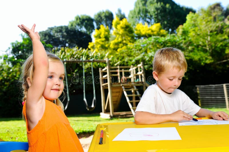 Blonde well behaved girl stock image. Image of adorable - 18402615