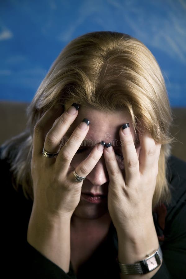 Woman in despair stock image. Image of worry, blonde - 10090325