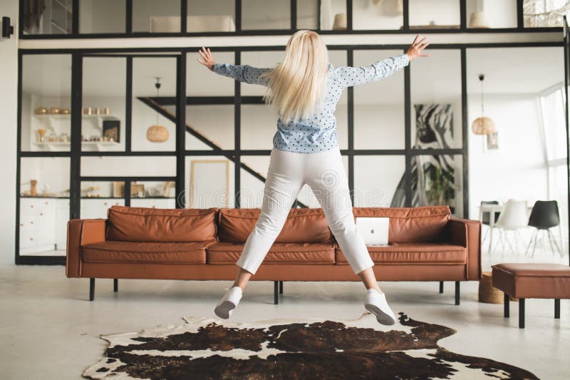 Blonde Woman Feeling Excited and Looking Energized Stock Photo - Image ...