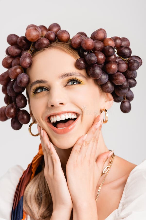 Woman with Grapes stock photo. Image of girl, woman, face - 20151798