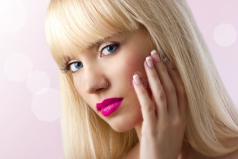 Blonde Woman With Pink Lips Stock Image Image Of Female Caucasian