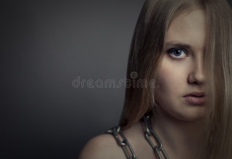 Blonde Woman Portrait with Chain Stock Photo - Image of skin, size ...
