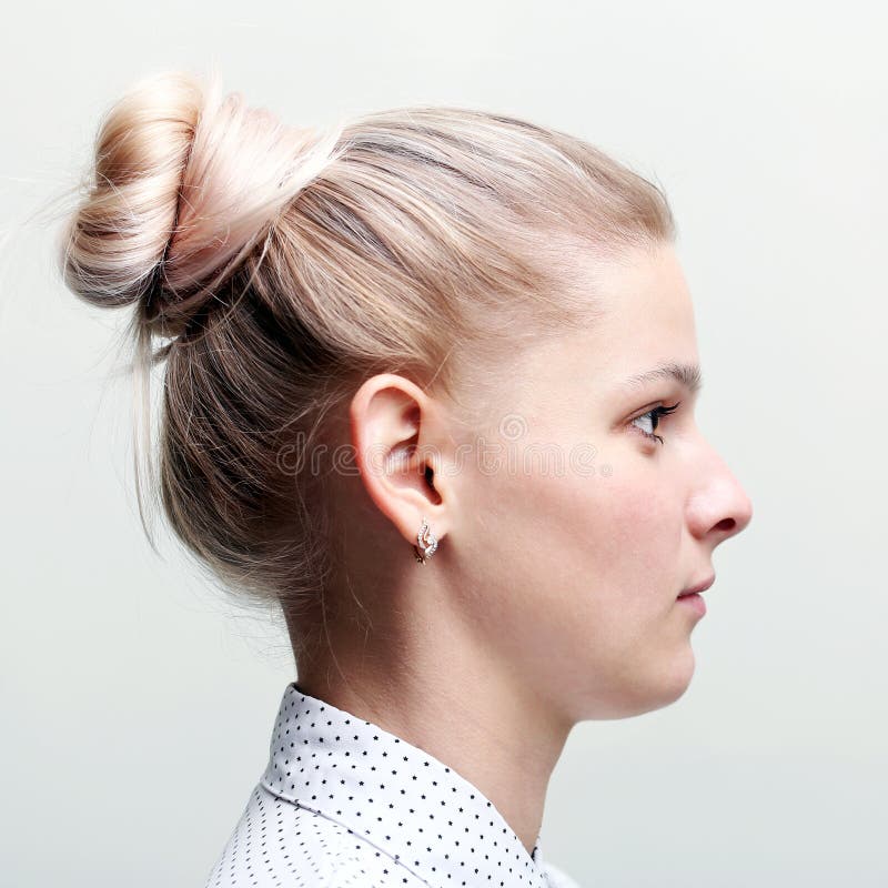 Blonde woman profile face stock photo. Image of grey - 79502768