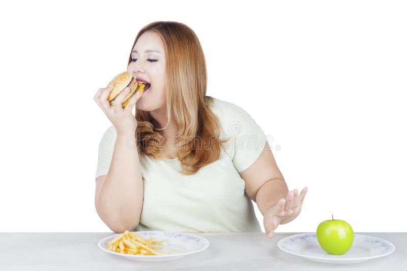 Blonde Woman Refuses Apple Fruit Stock Photo - Image of choose ...