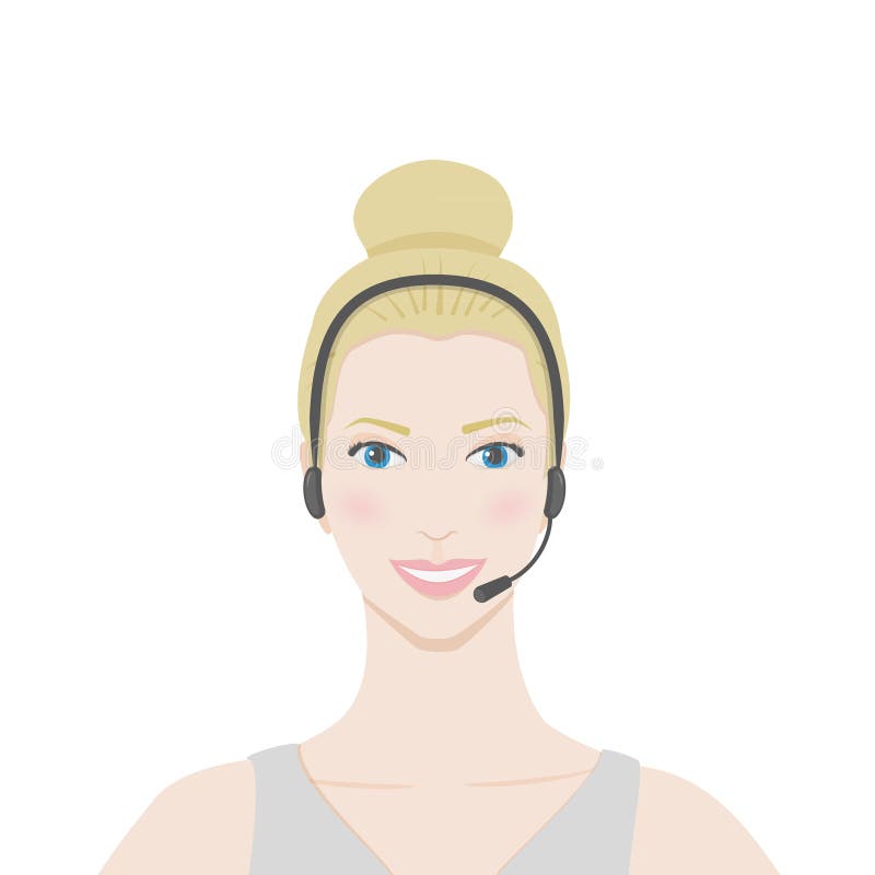 Blonde Woman Smiling Customer Service. Vector Illustration, Flat Design ...