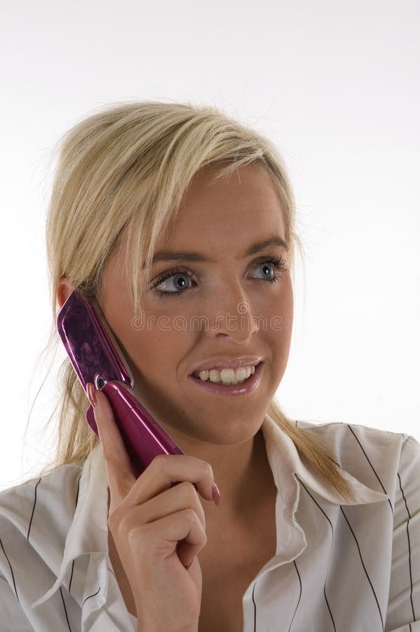 Blonde Woman on telephone stock photo. Image of business - 5260286