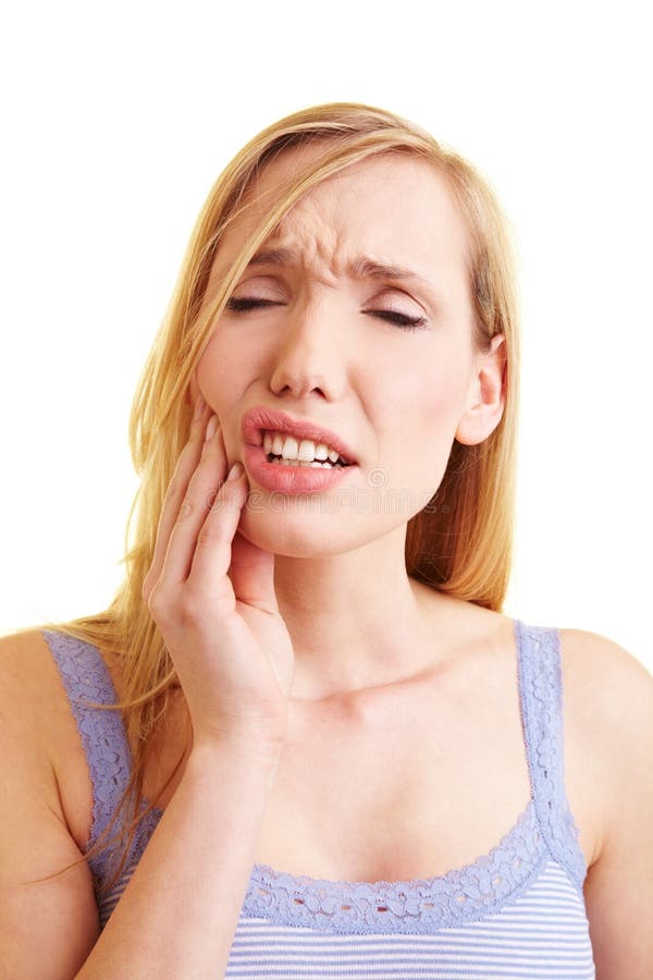 Blonde Woman with Toothache Stock Photo - Image of hypersensitive ...