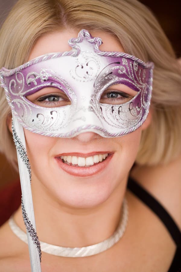 Blonde Women with Carnival Mask Stock Image - Image of pose, face: 3853009
