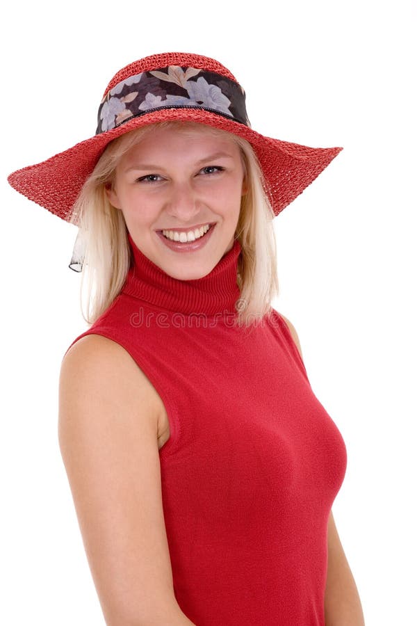 Blonde women in red top stock image. Image of lifestyle - 3214009