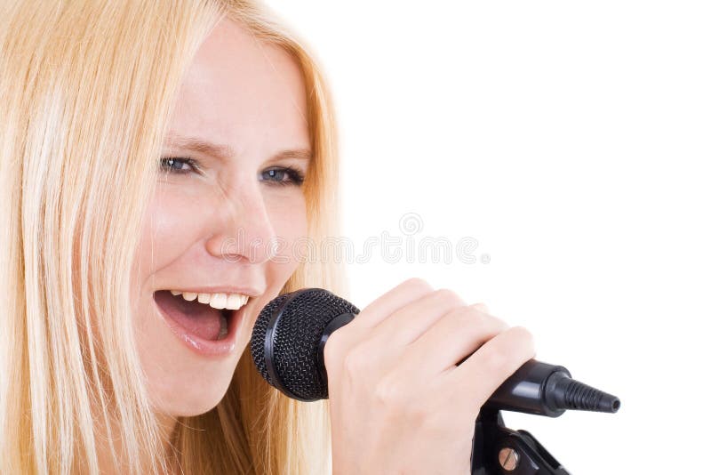 Mujer con un micrófono imagen de archivo. Imagen de estilo - 10582865