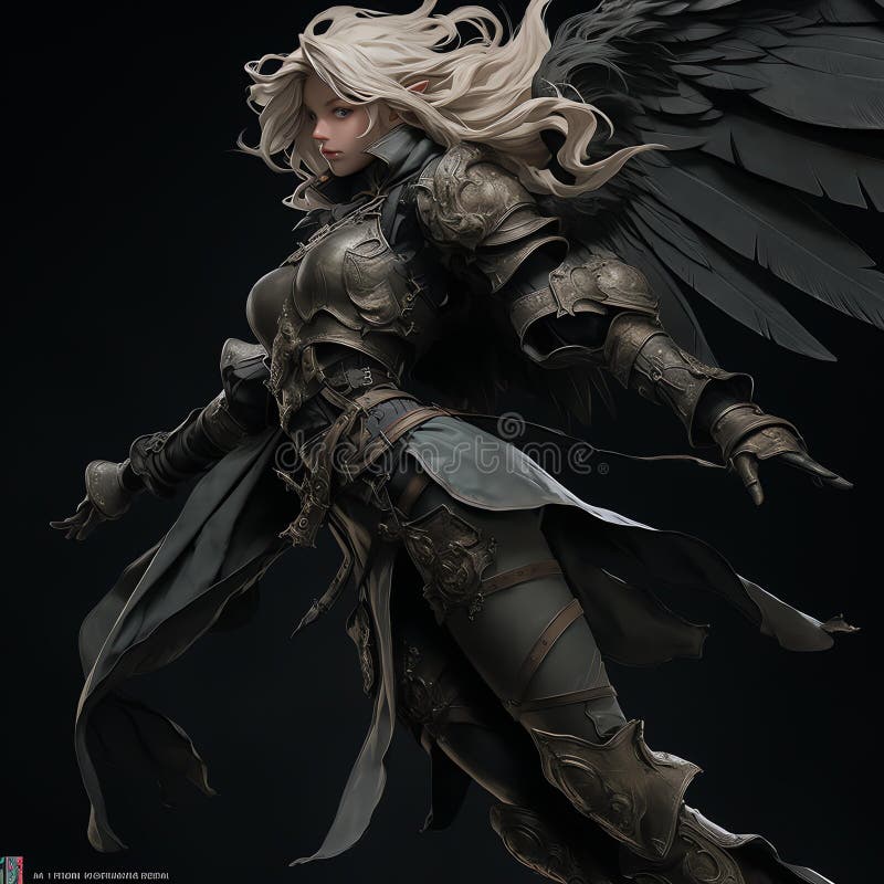 Female Character Striking Features Embodying Essence an Angelic Warrior ...