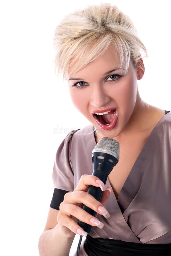 Closeup on Female Singer Mouth and Microphone Stock Image - Image of ...
