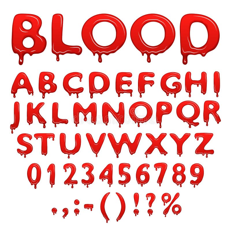 Blood Alphabet Numbers and Symbols Stock Vector - Illustration of drip ...