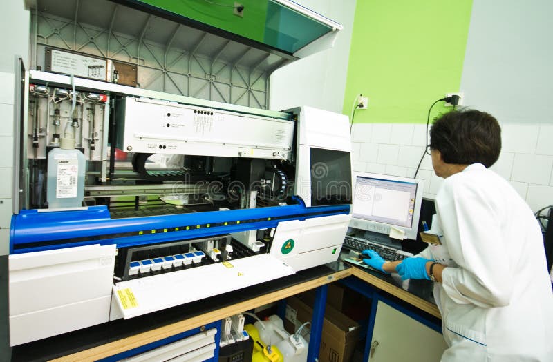 Blood Analysis Machine in Laboratory Stock Photo - Image of computer ...