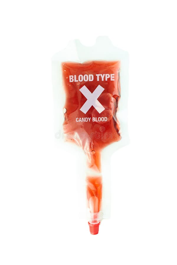 Blood Bag with Candy Syrup Isolated on White. Halloween Concept Stock ...