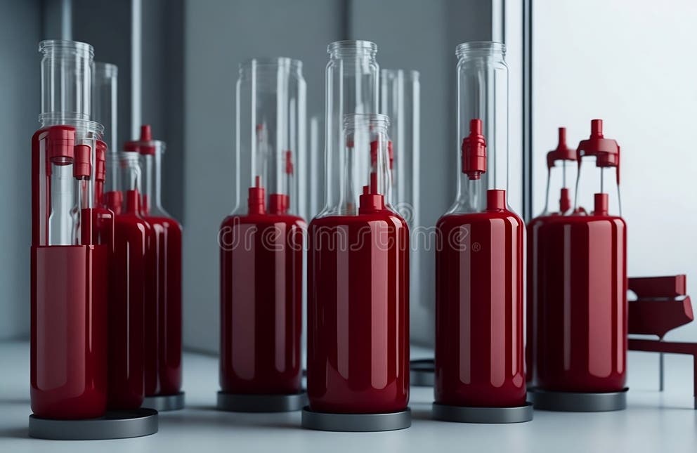 Blood Bank with Blood Bottles Stock Illustration - Illustration of ...