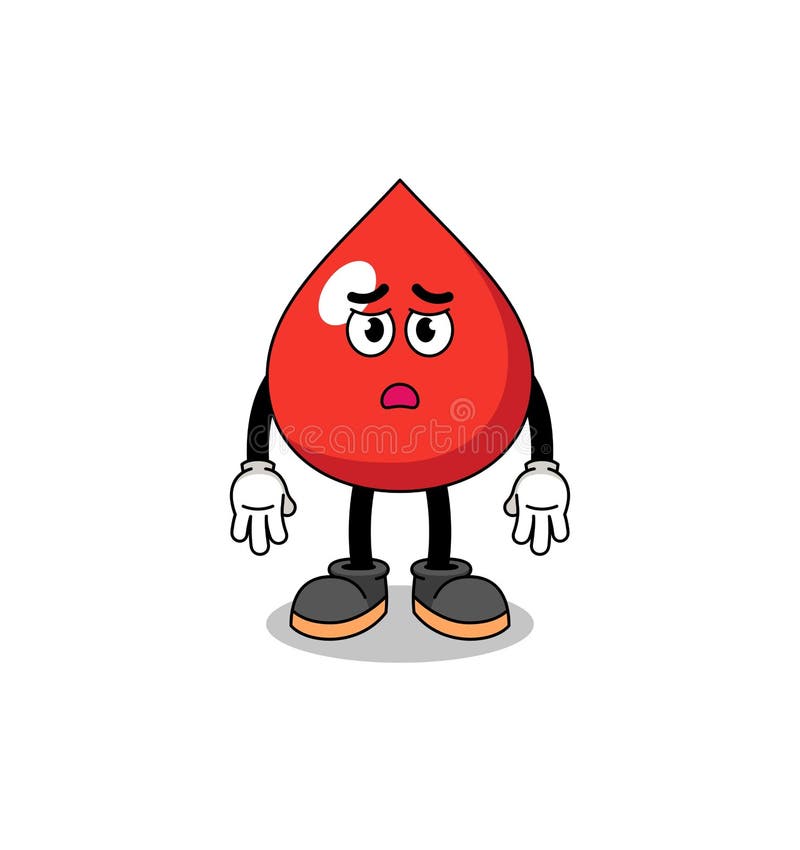 Blood Cartoon Illustration with Sad Face Stock Vector - Illustration of ...
