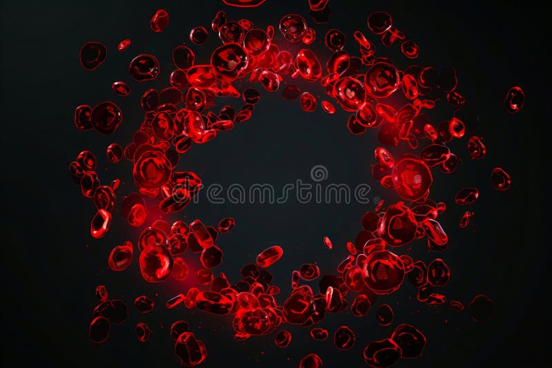 Blood Cells in a Circle on Black Background Stock Image - Image of ...