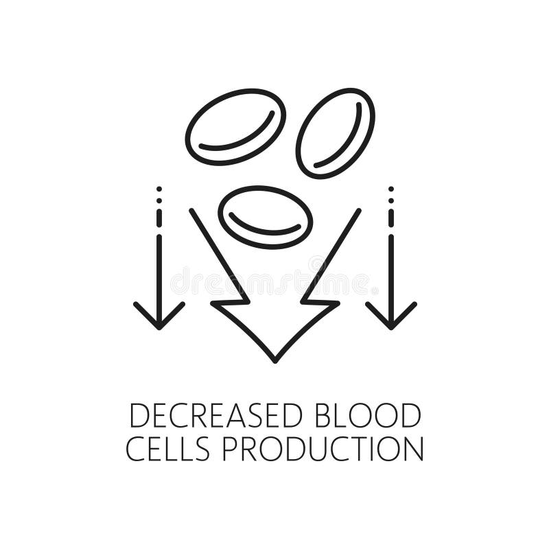 Blood Cells Production Decrease Line Icon, Anemia Stock Vector ...