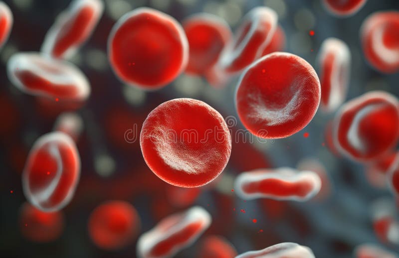 Blood Cells with White and Red Dots Inside, Floating in an Artery Stock ...