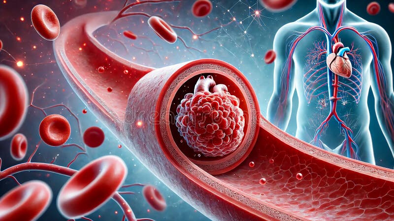 Blood Clot in an Artery. Clot Obstructing the Blood Flow within the ...