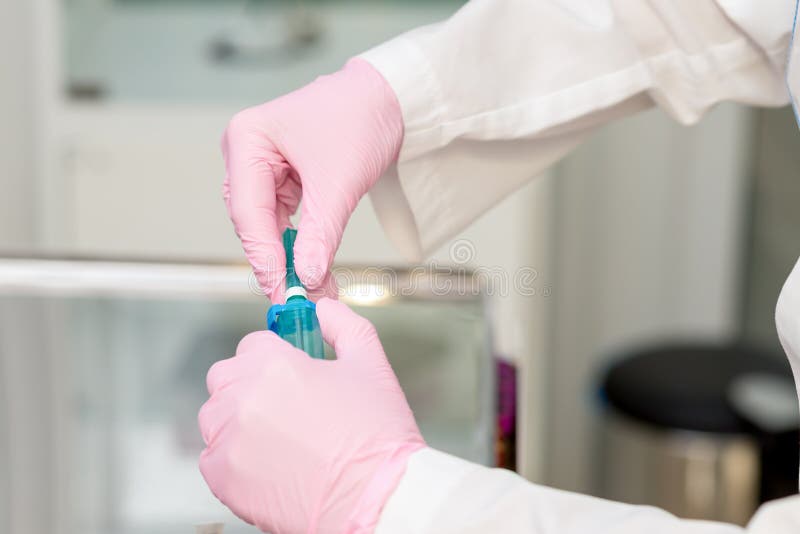 Blood Collection System in Hands Stock Photo - Image of experiment ...