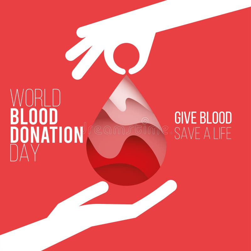 Blood Donation Concept Poster Hand Holding Blood Drop Vector Stock ...