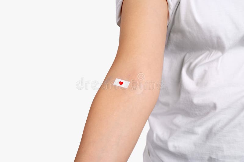 Blood Donation. Blood Donor with Bandage after Giving Blood Stock Photo ...