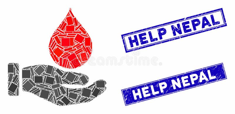 Blood Donation Hand Mosaic and Grunge Rectangle Stamp Seals Stock ...