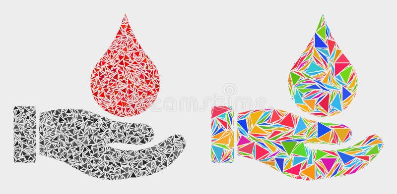 Vector Blood Donation Hand Mosaic Icon of Triangles Stock Vector ...