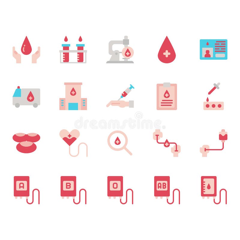 Blood donation icon set stock vector. Illustration of concept - 161514306