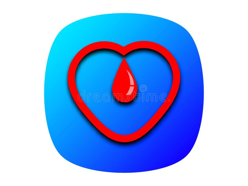Blood Donation Symbol with Heart and Blood Drop, App Icon Stock Vector ...