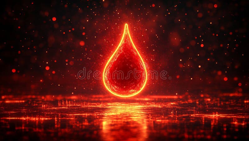 For Blood Donor Day, a Red Background is Used with a Neon Blood Drop ...