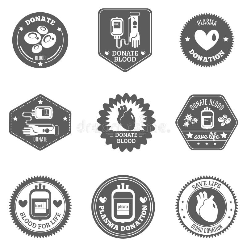 Blood Donor Label Set stock vector. Illustration of charity - 210414397