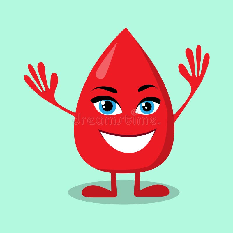 Blood Drop Cartoon Character Happy Smile Stock Vector - Illustration of ...