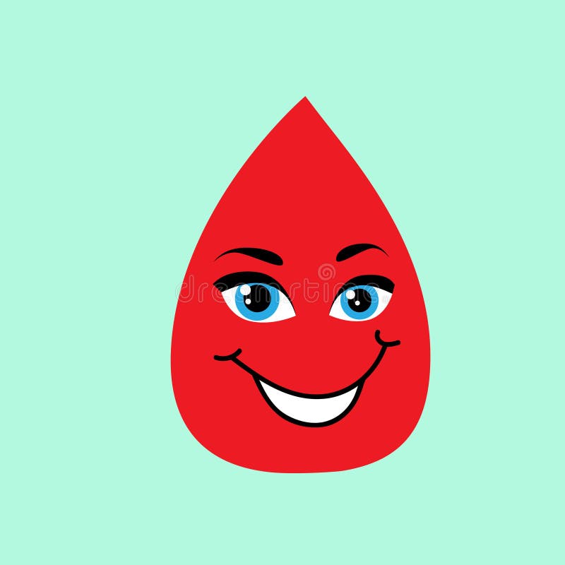 Blood Drop Cartoon Character Happy Smile Stock Vector - Illustration of ...