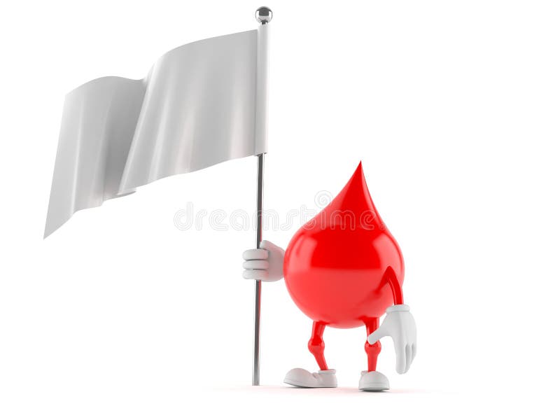 Blood Drop Character with Blank Flag Stock Illustration - Illustration ...