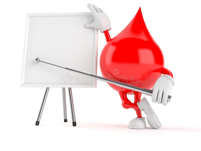 Blood Drop Character with Blank Whiteboard Stock Illustration ...