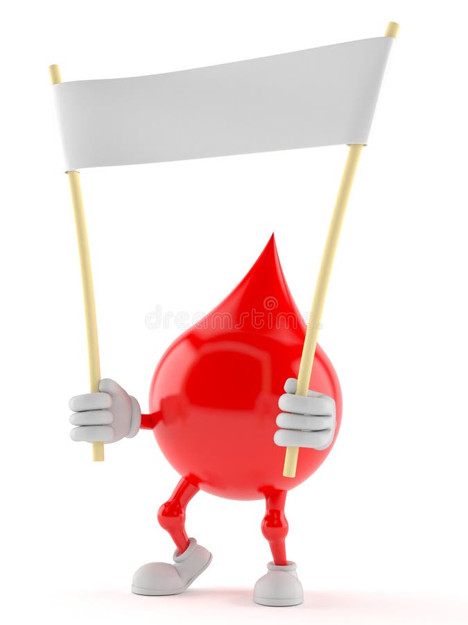 Blood Drop Character Holding Blank Banner Stock Illustration ...
