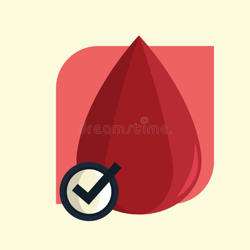Blood Drop with Check Sign. Vector Illustration Decorative Design Stock ...