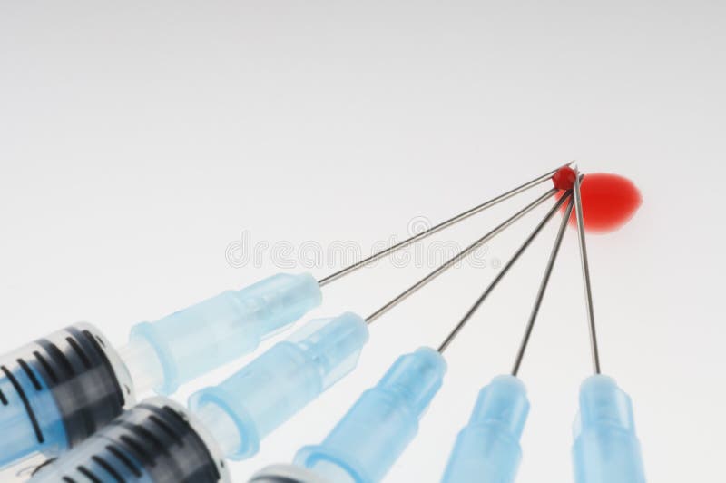 Blood Drop and Five Syringes Stock Photo - Image of care, close: 4453986