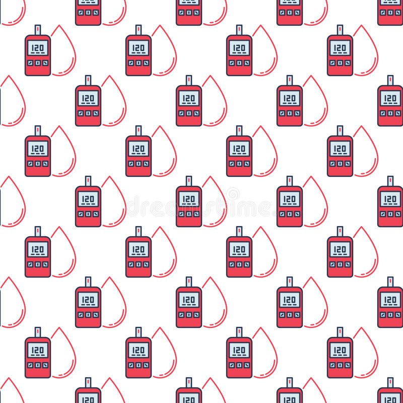 Blood Drop and Glucometer Vector Concept Colored Seamless Pattern Stock ...