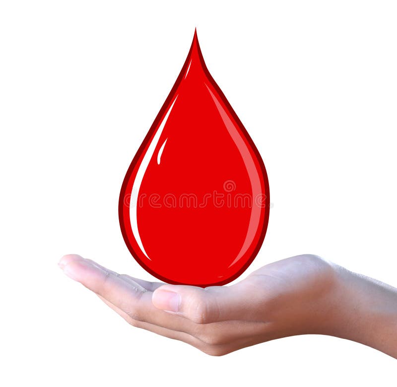 Blood drop in hand stock illustration. Illustration of background ...