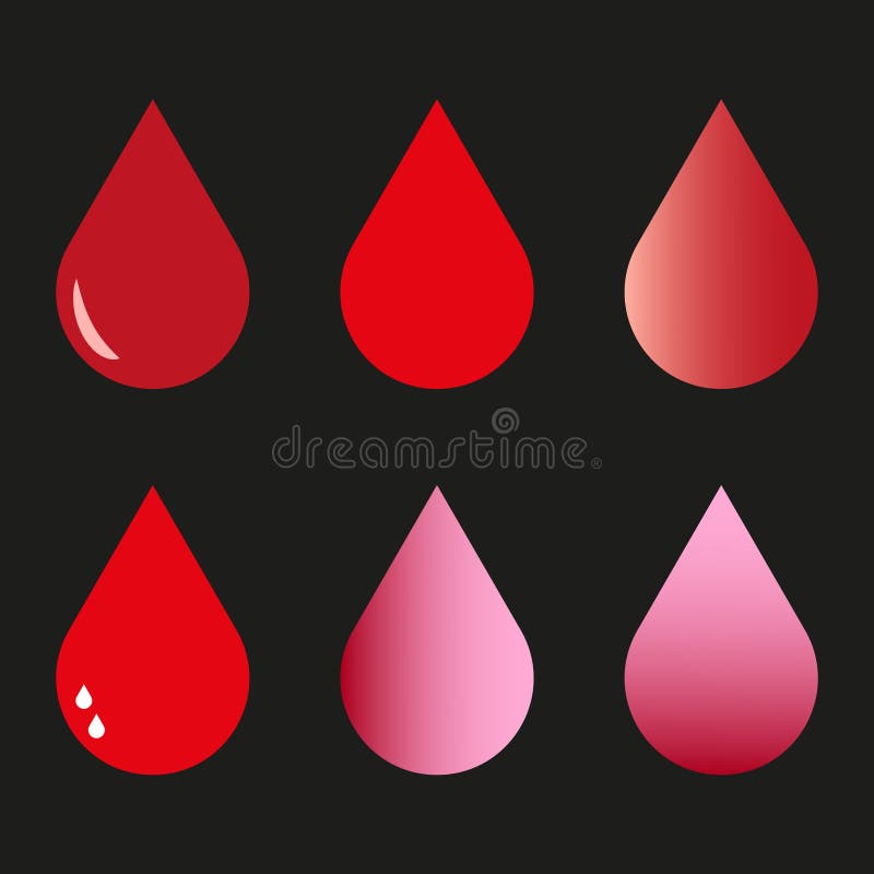 Blood Drop Icons. Gradient Red Shapes. Fluid Drop Symbols. Vector ...