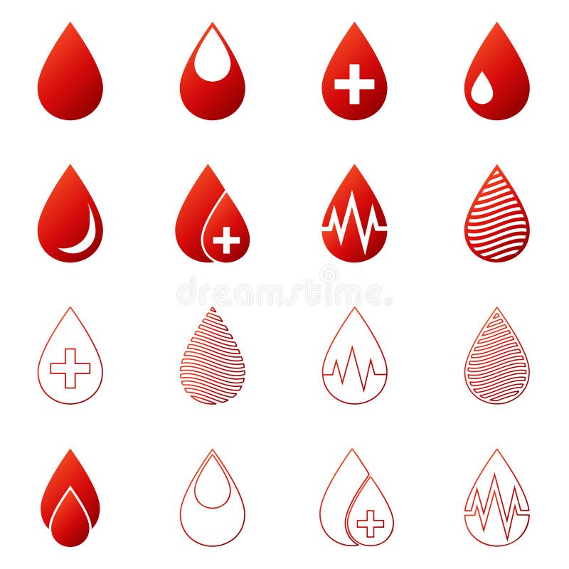 Blood Drop Icons Vector Set Stock Vector - Illustration of disease ...